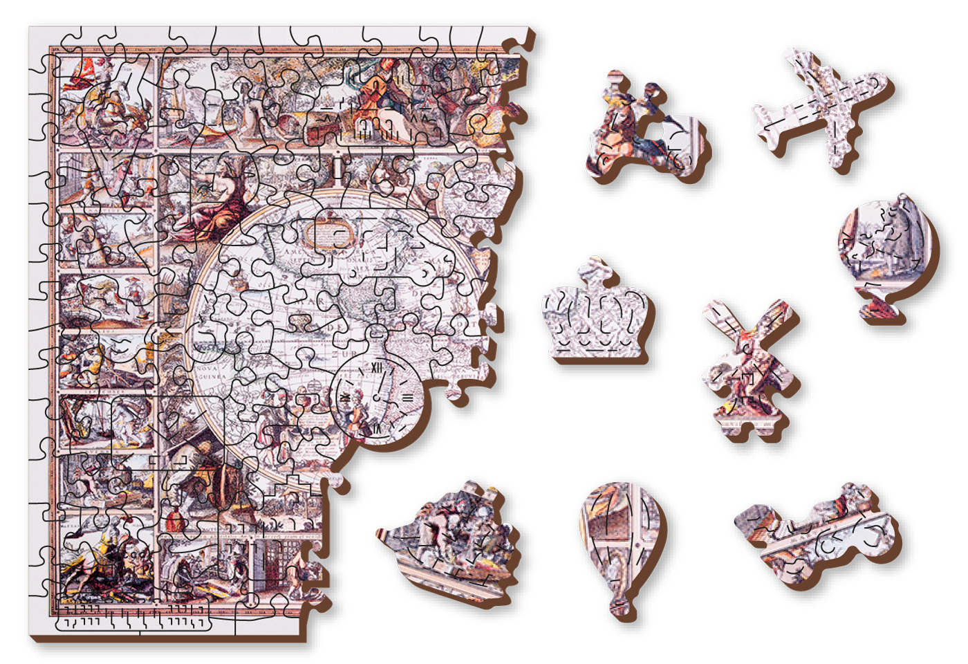 Wooden Puzzle with Figurines - Map of the Exploration Era